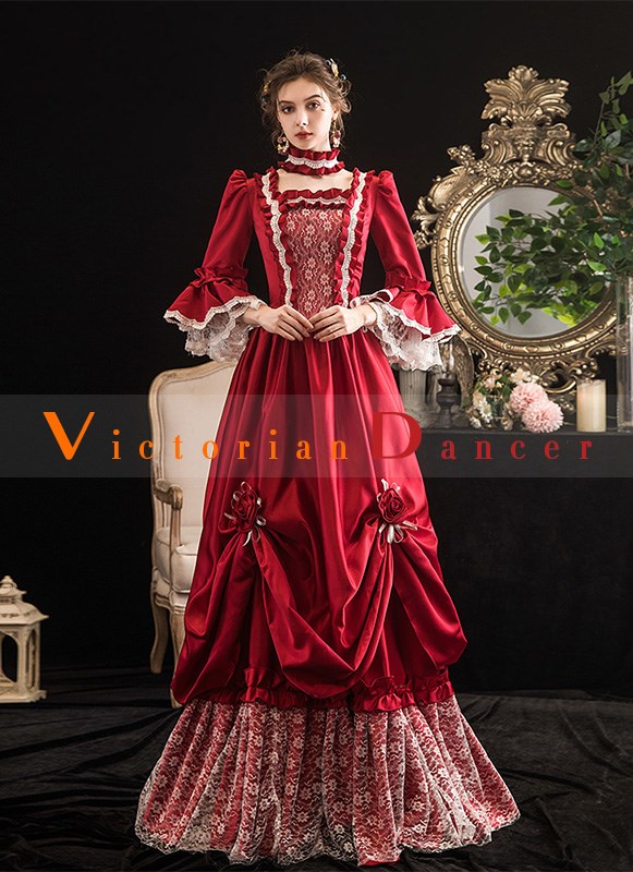 Rococo Baroque Red Marie Antoinette Ball Dresses 18th Century ...