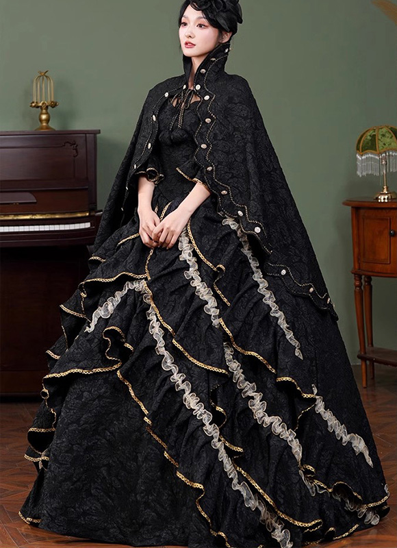 Winter 18th Century Ball Gown And Cloak Dark Fantasy Gothic Steampunk ...